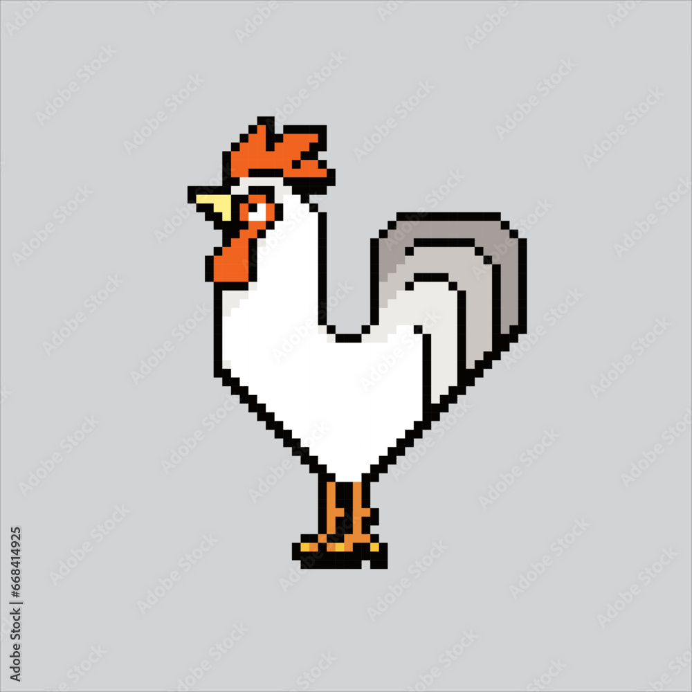 Pixel art illustration Rooster. Pixelated Rooster. Rooster farm ...