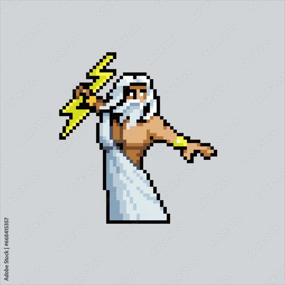 Vetor de Pixel art illustration Zeus. Pixelated Zeus. Zeus god greek ...