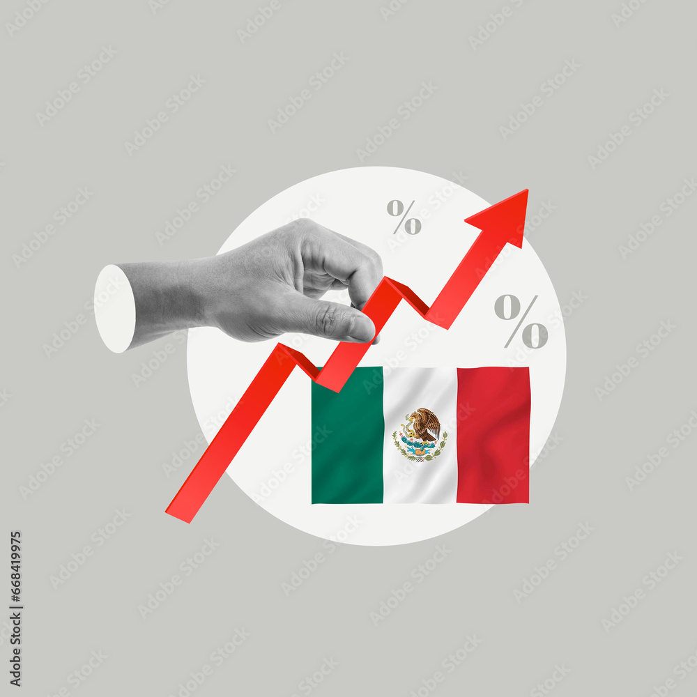 Hand with graph, Mexican flag, economic growth, Mexico, Economy, Stock ...