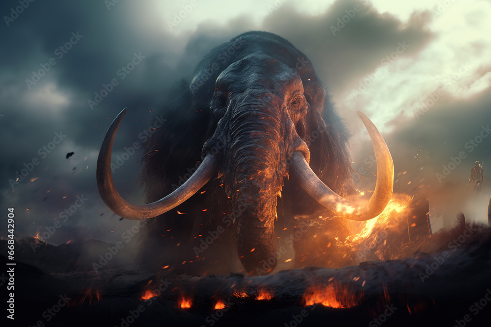 Image of big mammoth in the forest, Wildlife Animals. Ancient animals ...