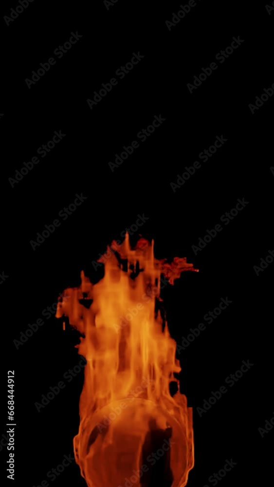 Fire embers particles over black background Translucent fire flames and ...