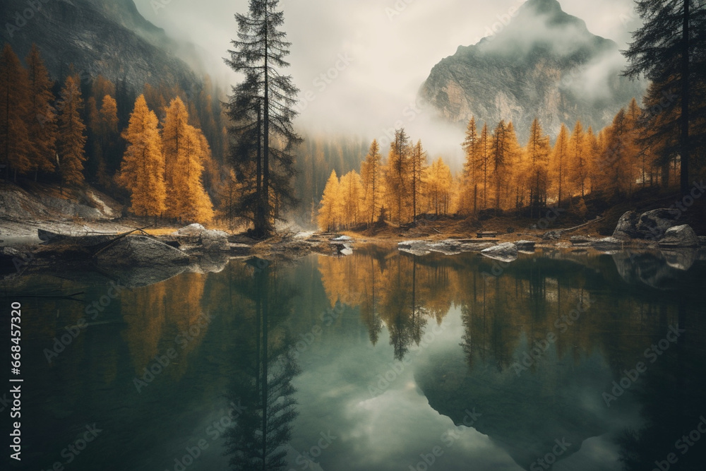 Discover serenity within nature's embrace: a tranquil mountain lake ...