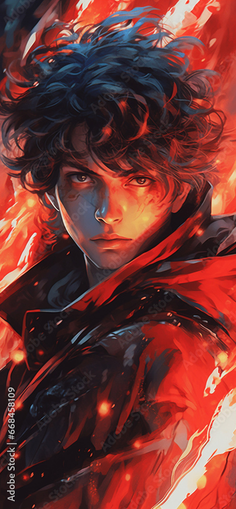 An animated portrayal of a Japanese boy character in a distinct anime ...