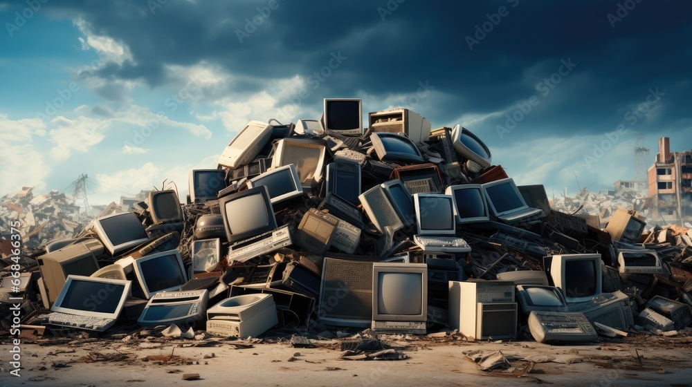 Old computers to be recycled, Hard to recycle mass production computer ...