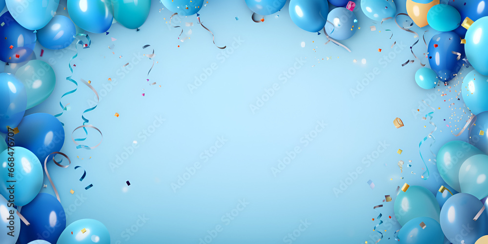 Celebration Party Banner with Blue Balloons Festive Blue Balloon ...