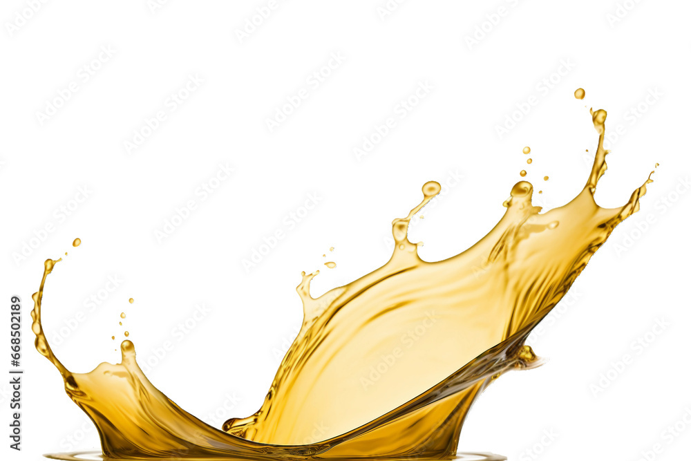 Falling oil splash isolated on a transparent background, Olive or ...