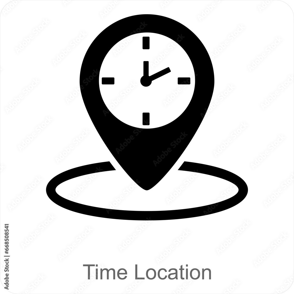 Time Location and location icon concept Stock Vector | Adobe Stock