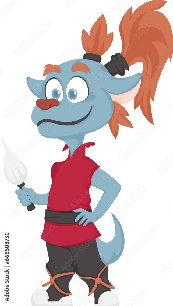 Cartoon funny and fabulous Chinese dragon warrior. Cartoon style Stock ...