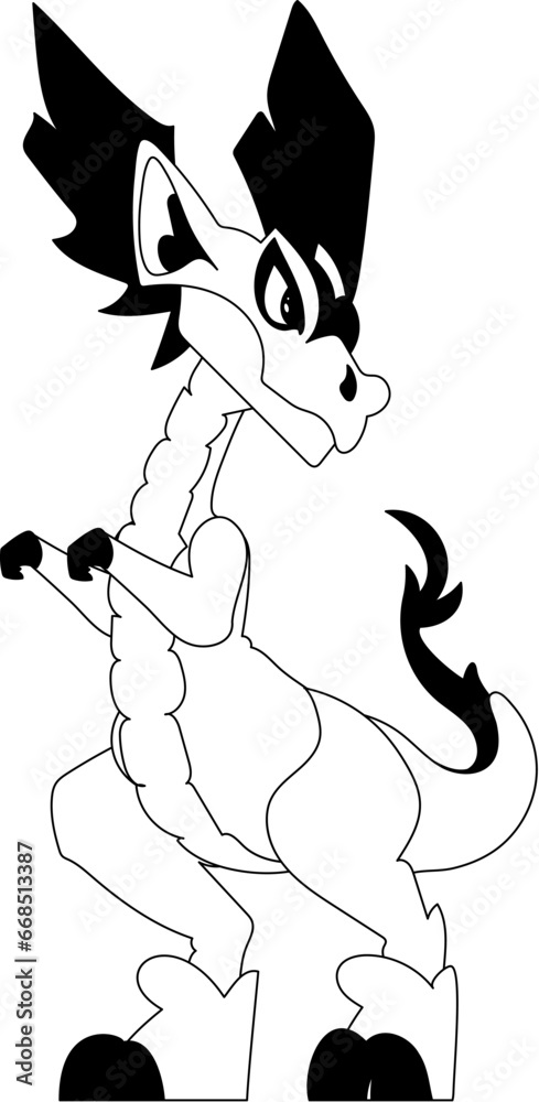 Cartoon funny and fabulous dragon dinosaur. Coloring style Stock Vector ...