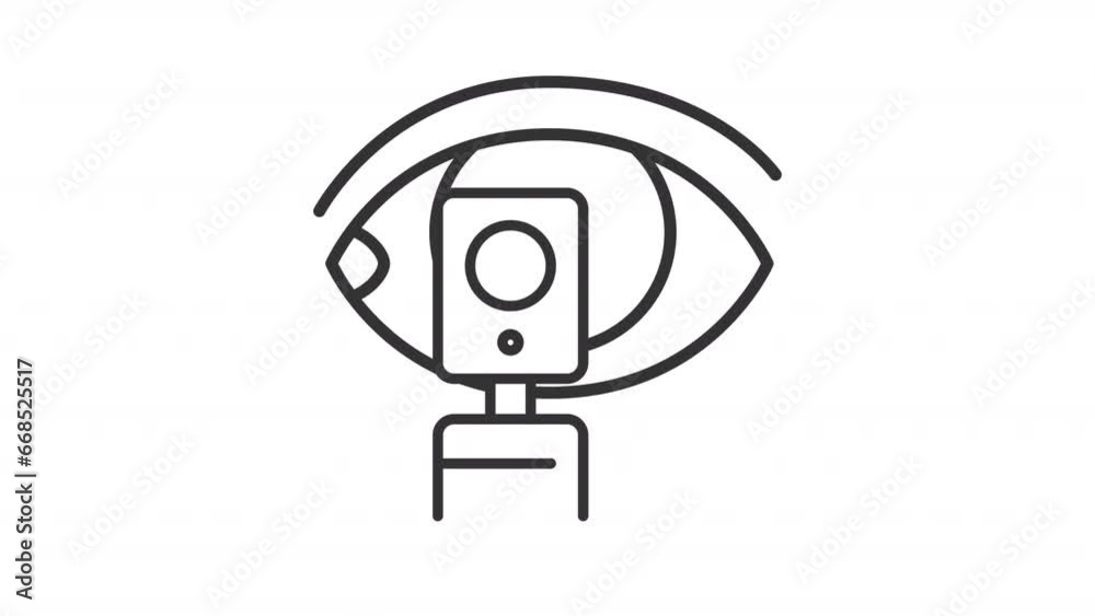 2D black creative thin line animation of eye test, HD video with ...