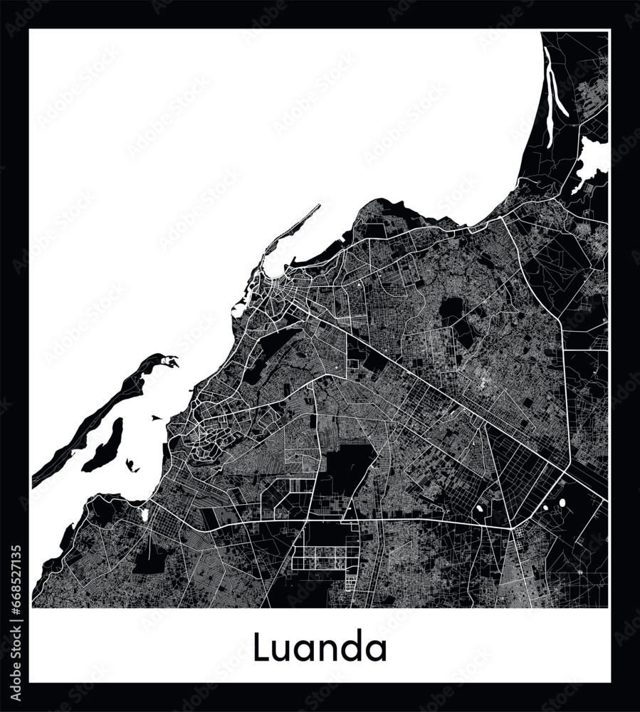 Minimal city map of Luanda (Angola Africa) Stock Vector | Adobe Stock