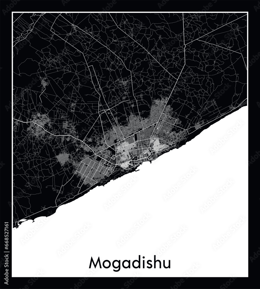 Minimal city map of Mogadishu (Somalia Africa) Stock Vector | Adobe Stock