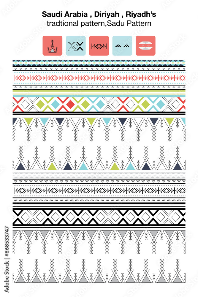 pattern of Sadou cultural on Riyadh Saudi Arabia, editable stroke Stock ...