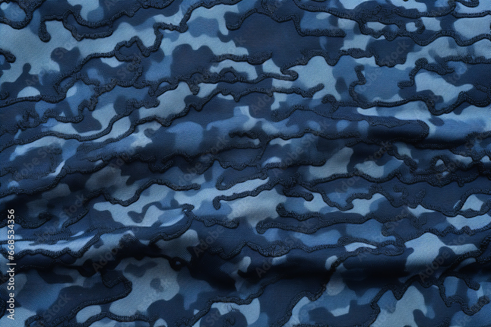 embroided blue camo pattern, high detail, clearly sharp and visible ...