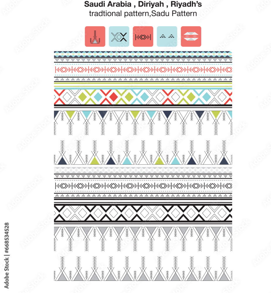 pattern of Sadou cultural on Riyadh Saudi Arabia, editable stroke Stock ...