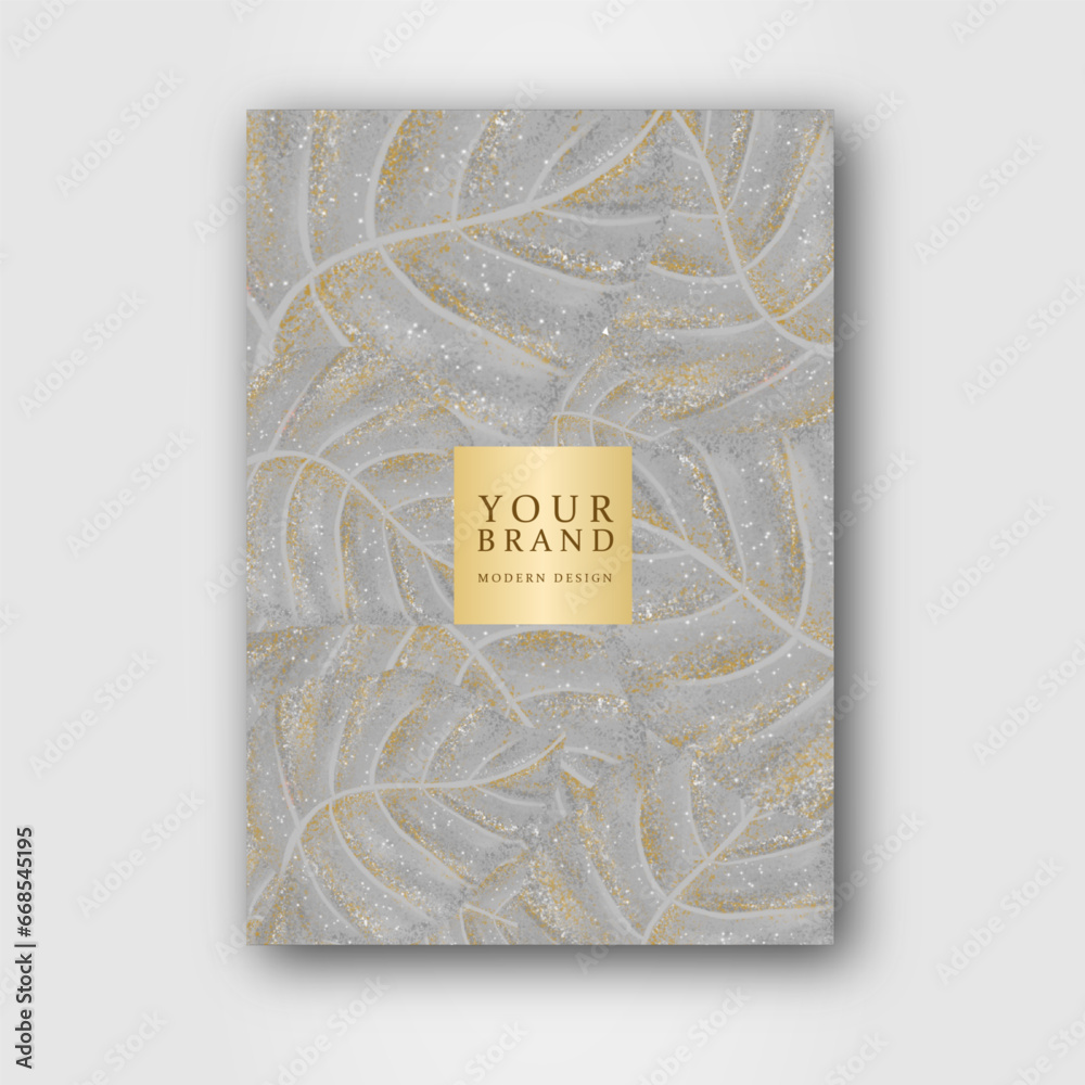Floral gold curve pattern cover design set. Luxury abstract golden ...