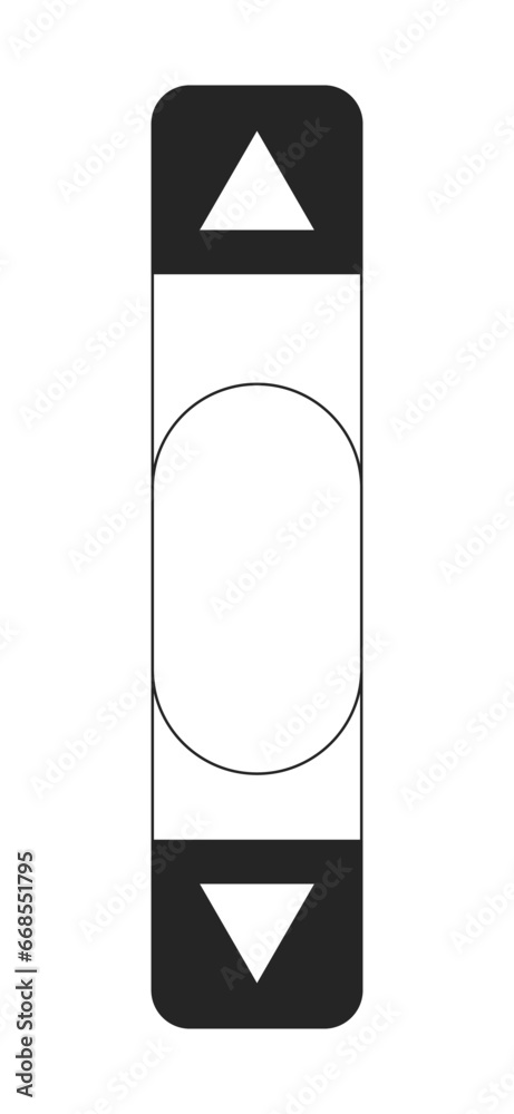 Vertical scroll bar black and white 2D line cartoon object. Old ...