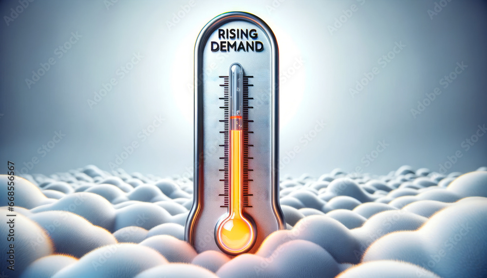 3D render of a thermometer with the mercury level rising and bursting ...