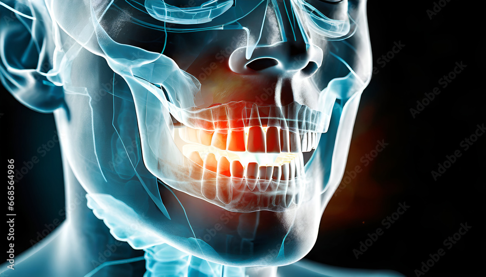 Male anatomy of the human dental system. 3d rendering concept and ...