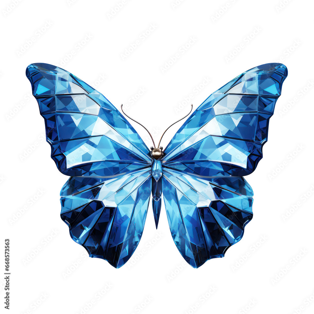 Blue crystal butterfly isolated on transparent background,transparency ...