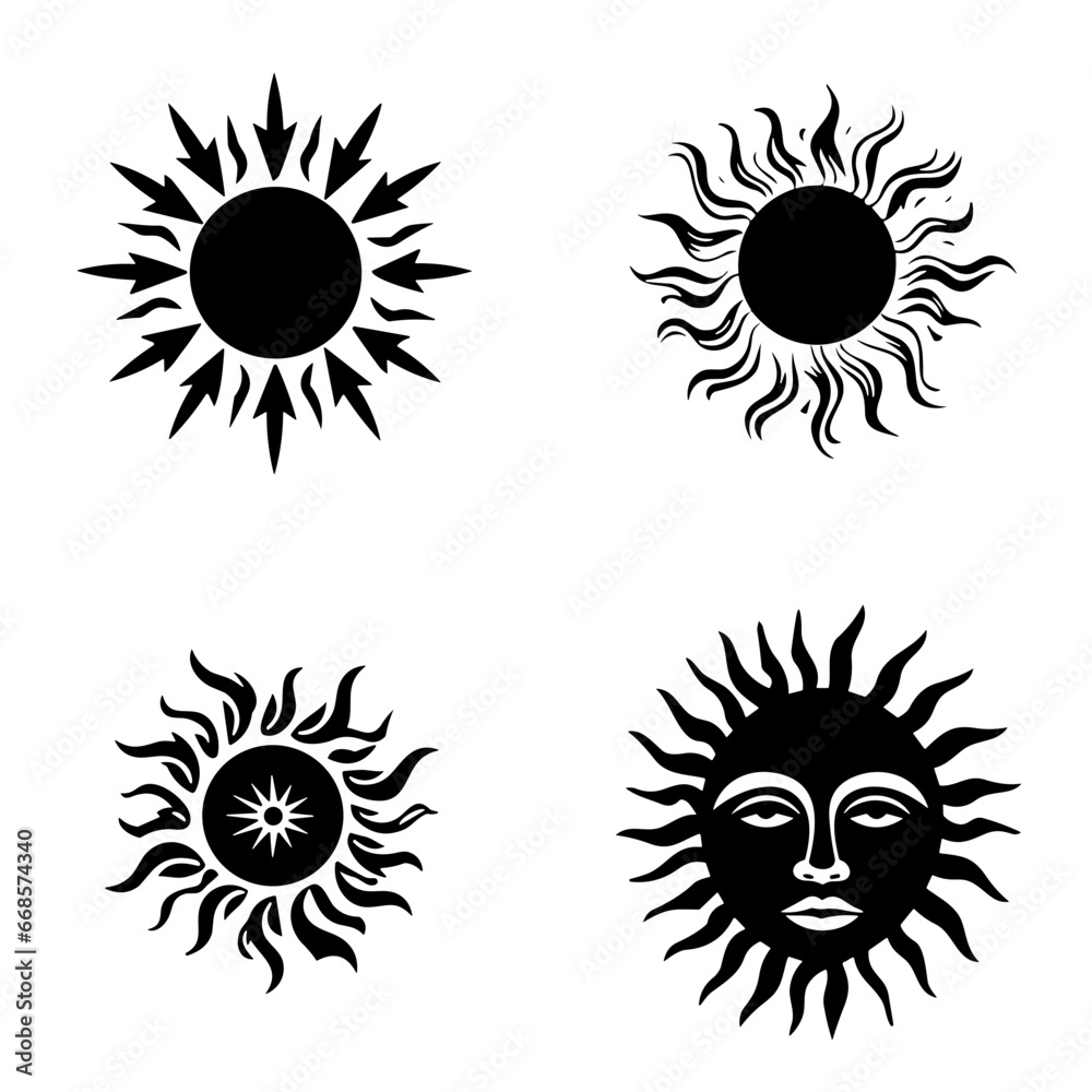 Sun silhouette, sunrays silhouette, sun vector, sun svg, sun png, sun ...