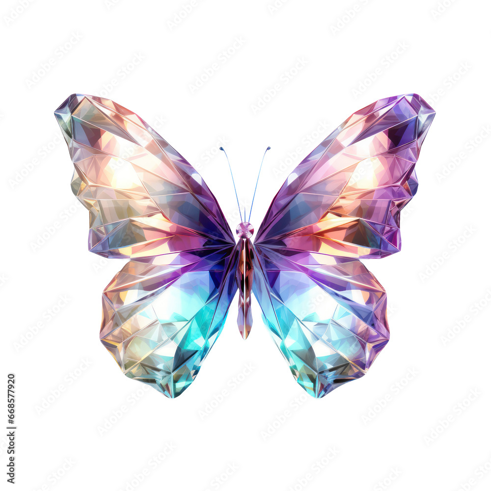 Hologram crystal butterfly isolated on transparent background ...