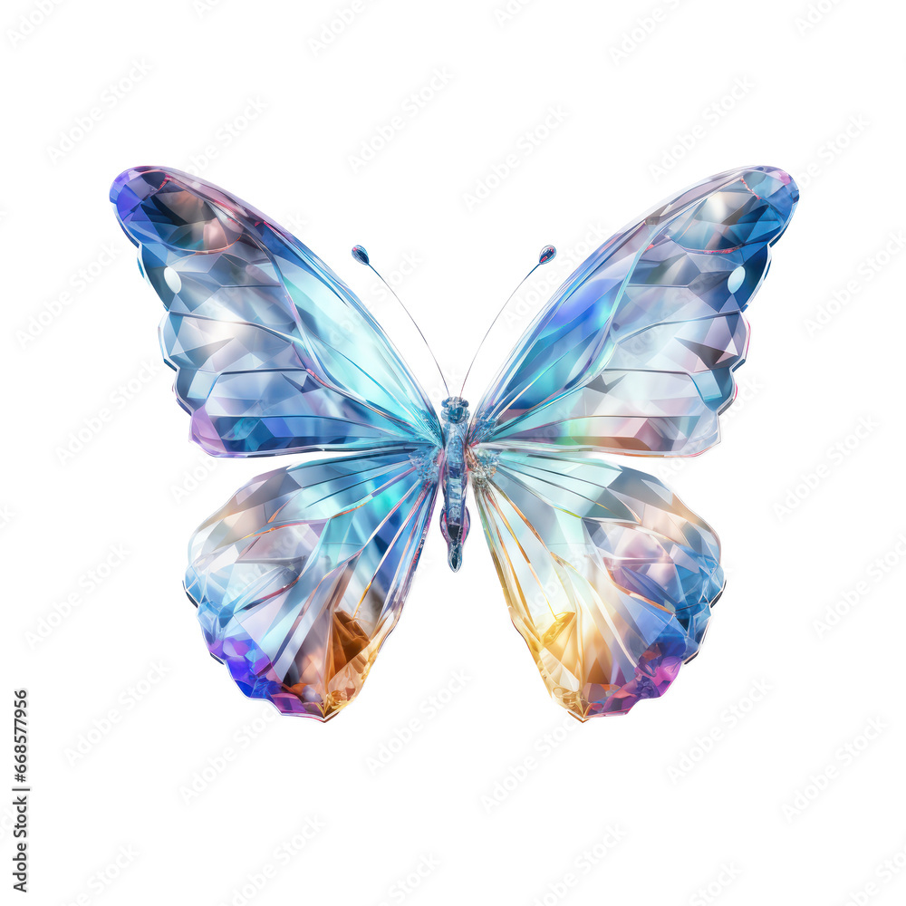 Hologram crystal butterfly isolated on transparent background ...
