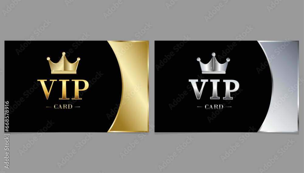 VIP. Gold and Platinum VIP Card Template - Design with Crown on Black ...