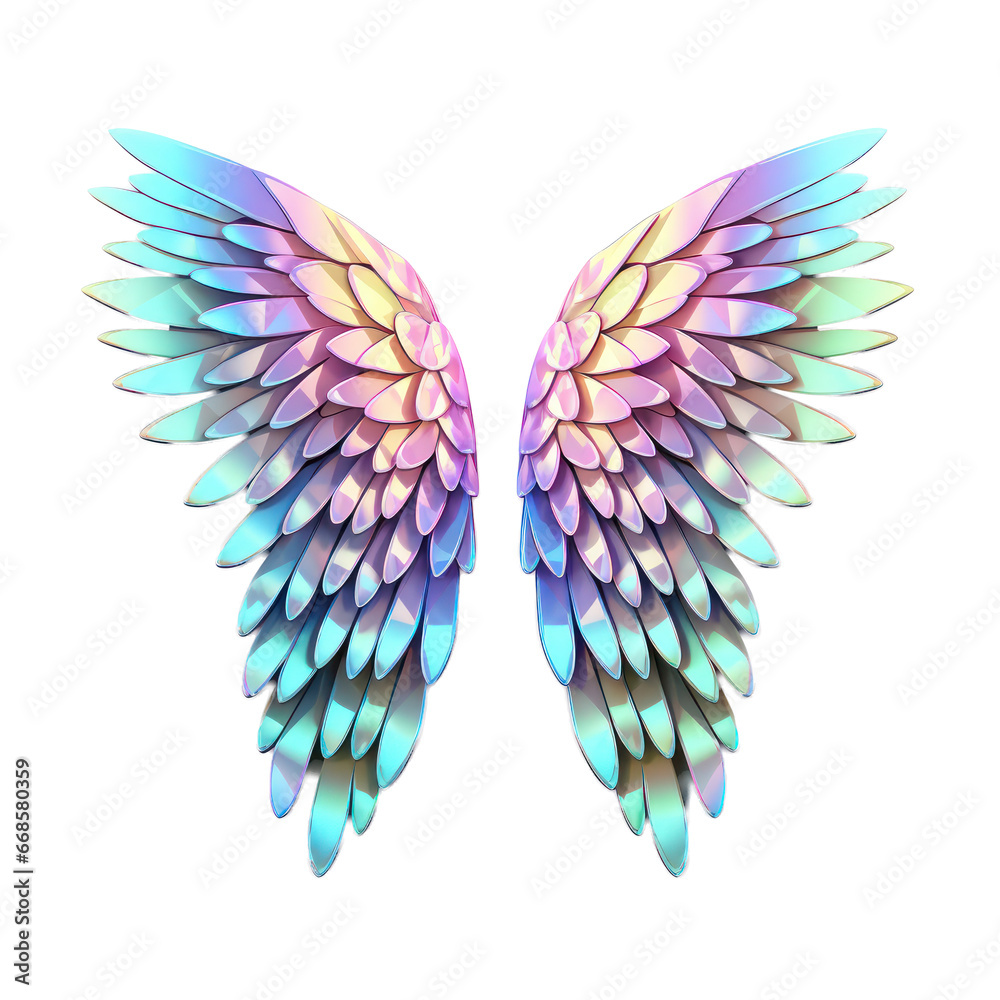 Hologram angel wings in realistic style isolated on transparent ...
