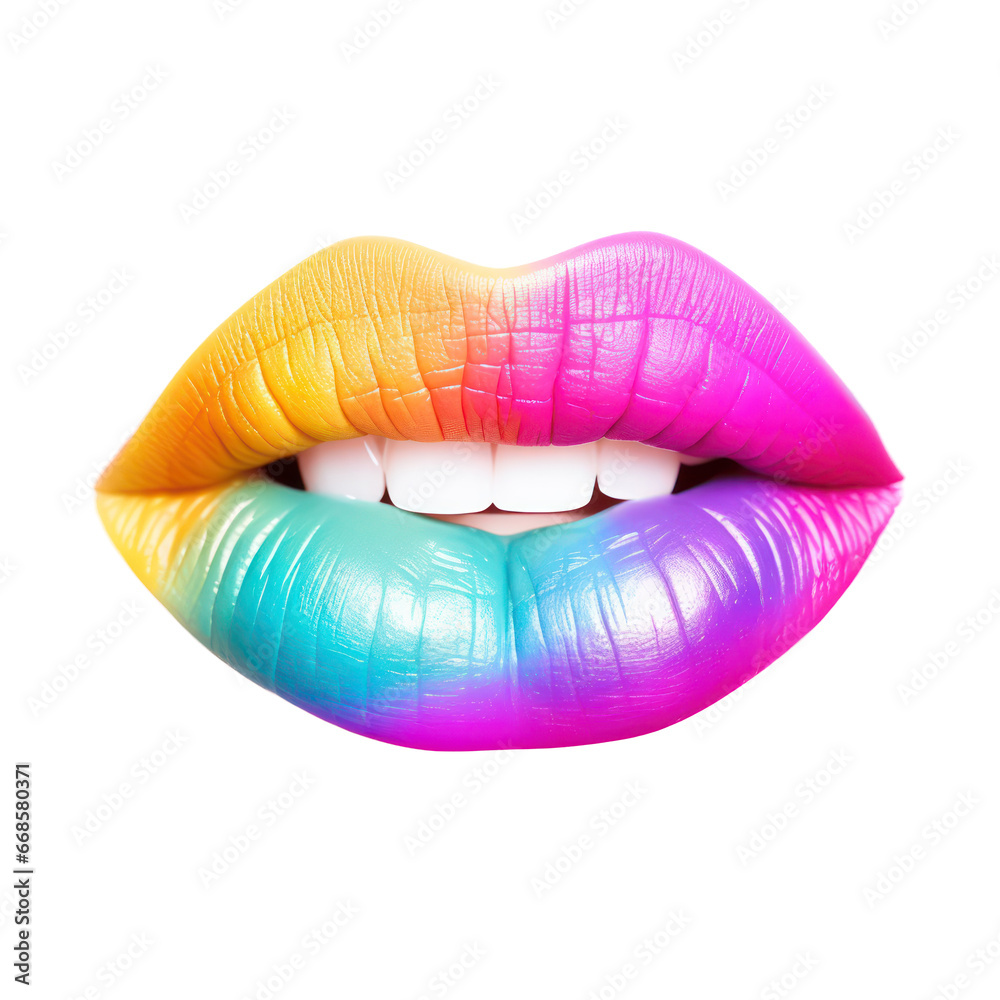 Rainbow lips isolated on transparent background,transparency Stock ...