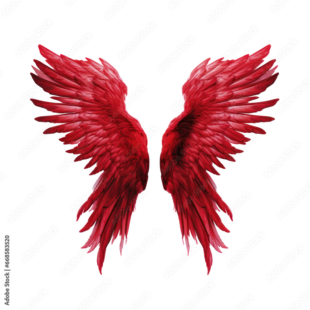 Red angel wings in realistic style isolated on transparent background ...