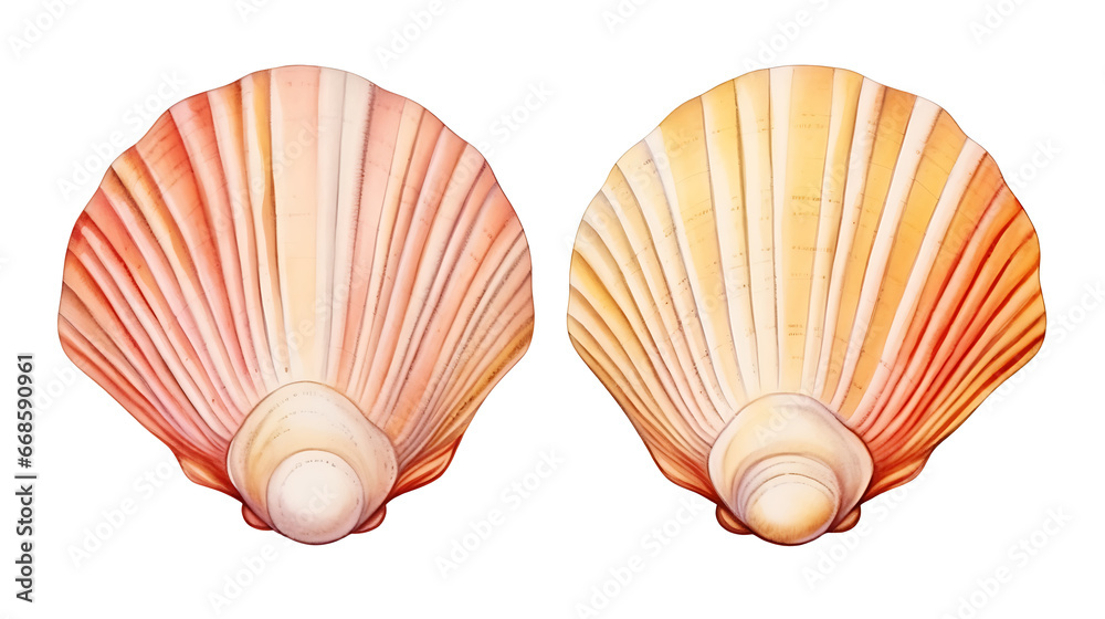 Watercolor Set of seashell elements collection clipart . generative ai ...