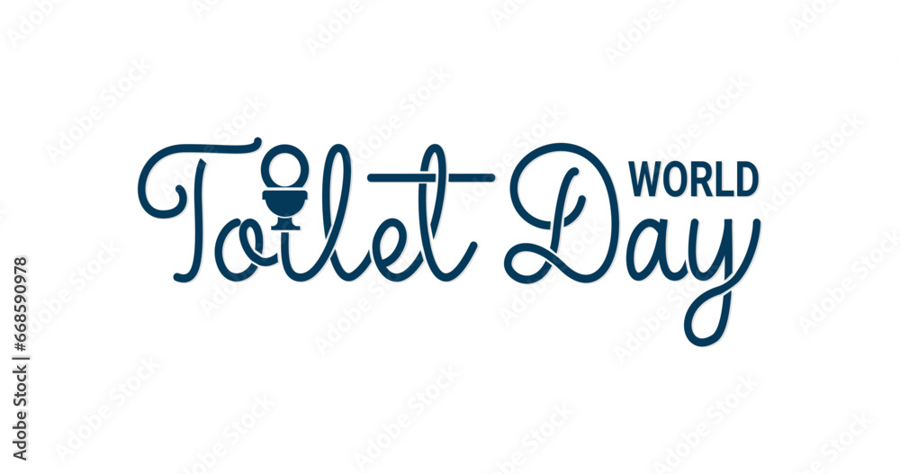 Vetor de World Toilet Day lettering text. Handwritten calligraphy text ...