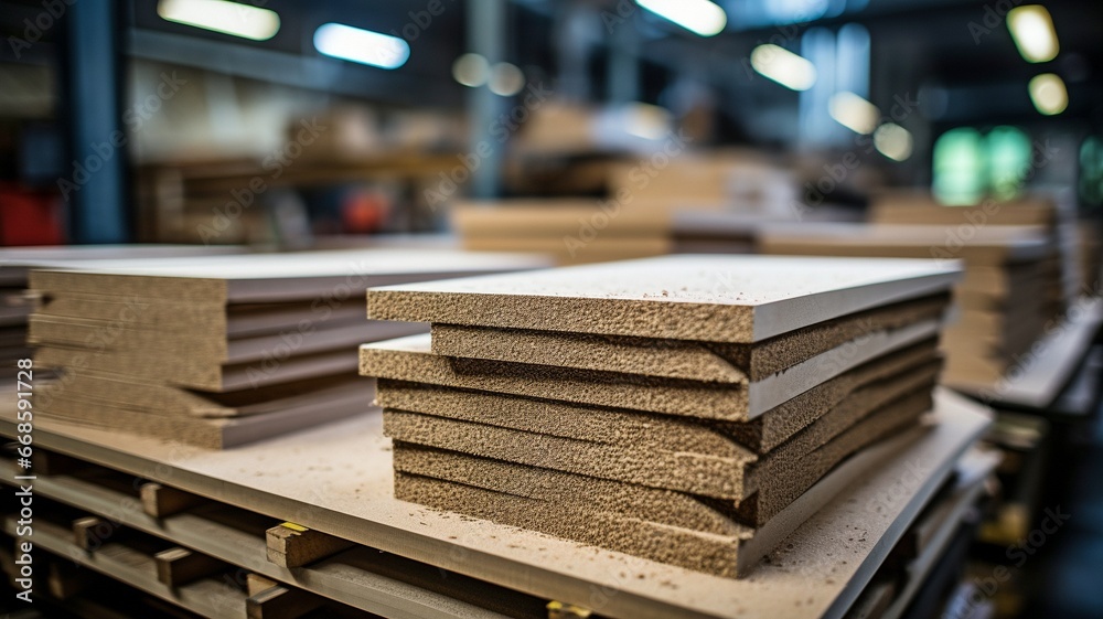 laying chipboard in a woodworking business to be processed and used to ...