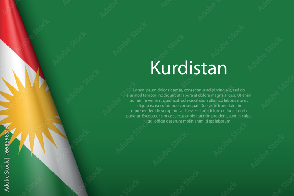 flag of Kurdistan, Ethnic group, isolated on background with copyspace ...