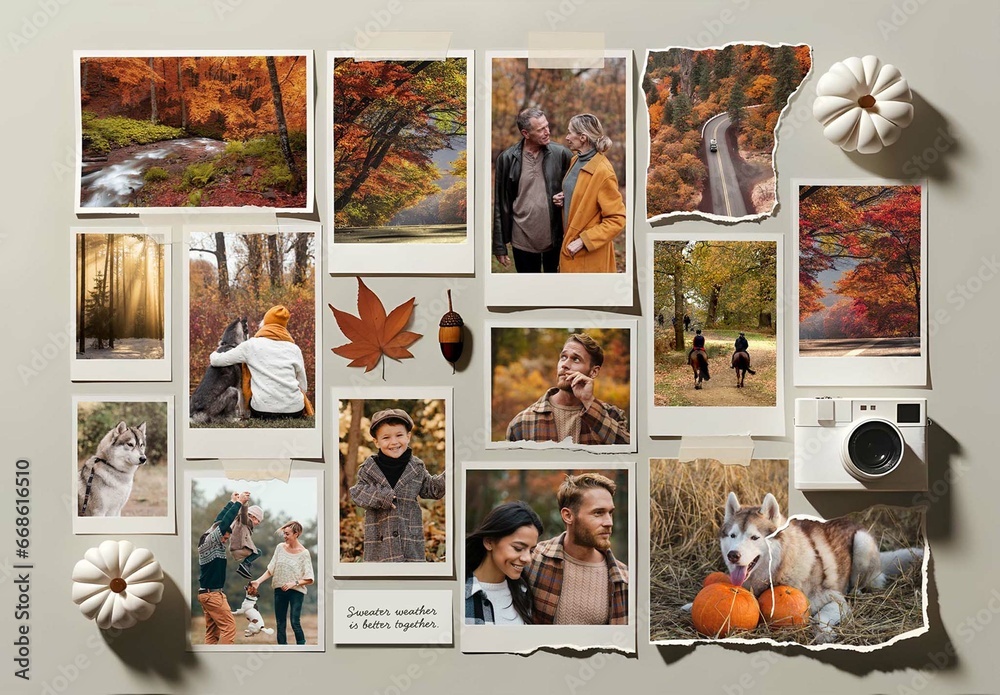Autumn Fall Photo Collage Layout Stock Template | Adobe Stock