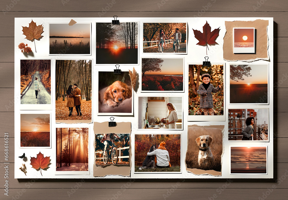 Autumn Fall Mood Board Mockup Layout Stock Template | Adobe Stock