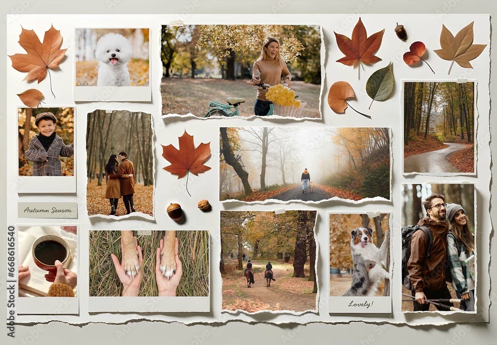 Autumn Fall Photo Collage Layout Stock Template | Adobe Stock