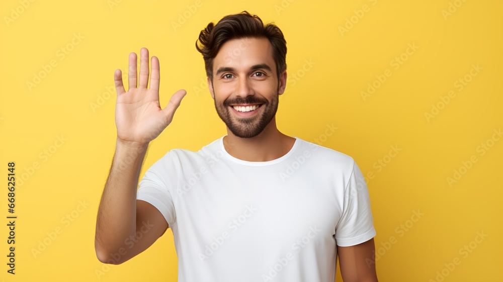 Fictional Friendly Person Greeting by Waving Hand. Hello Hand Gesture ...