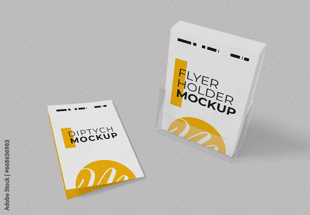 Flyer Holder and Diptych Stock Template | Adobe Stock
