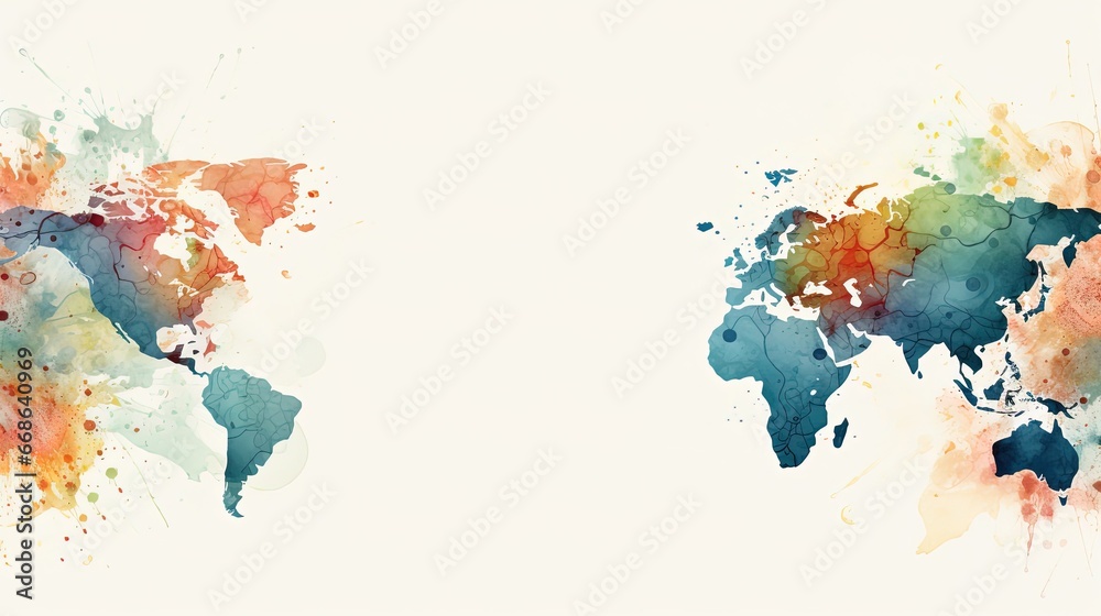 World Map Background Wallpaper Template Watercolor Illustration with ...