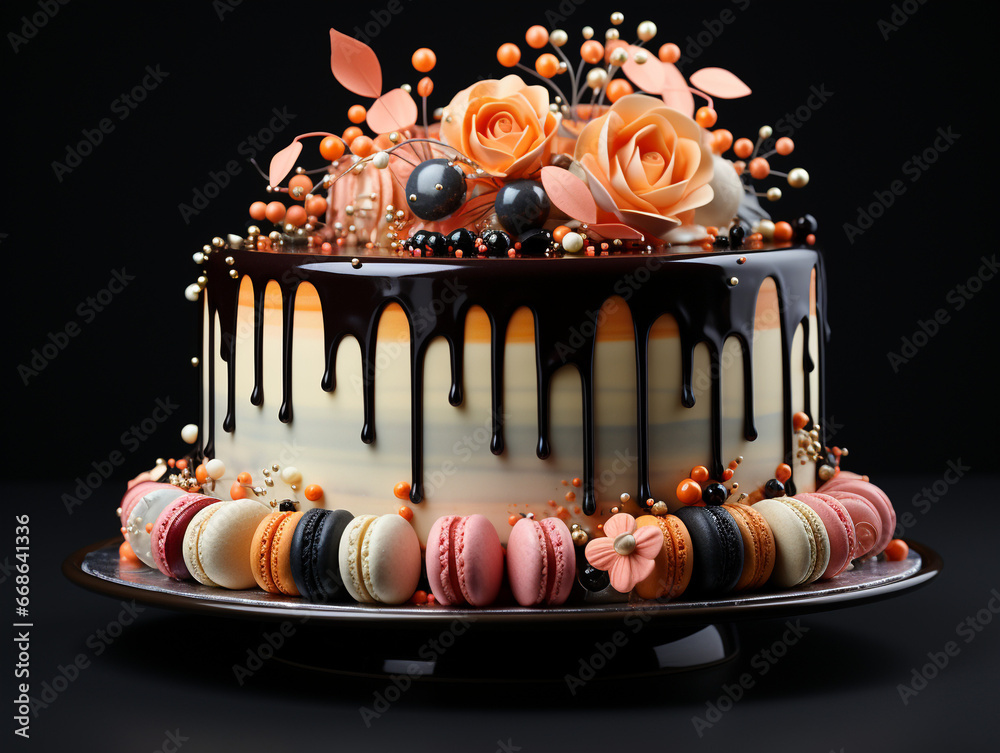 Cake design for a birthday decorated with sugar fondant. Unusual cake ...
