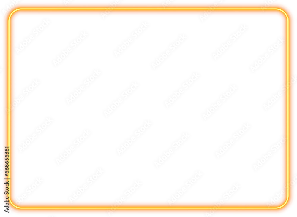 Yellow rectangle neon frame, light sign box, outline border with space ...