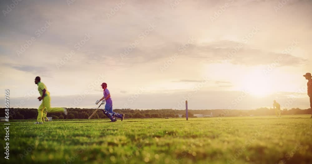 Indian Cricket Bowler in Yellow and Green Uniform Running and Throwing ...