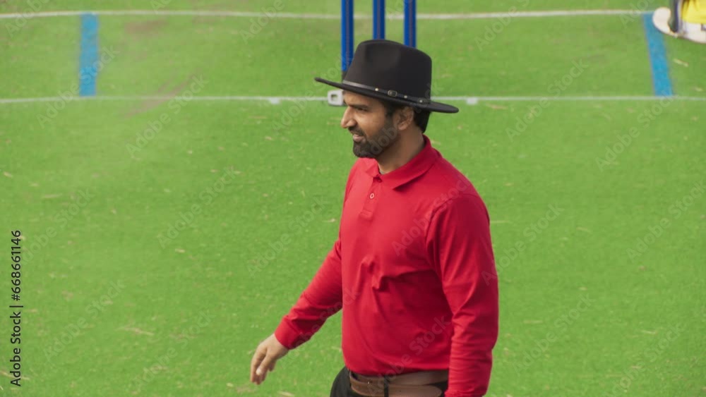 Portrait of an Official Cricket Umpire Watching a Match Between Two ...