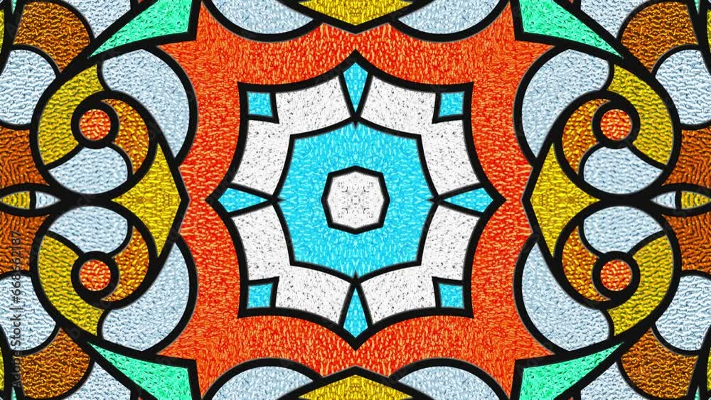 Stained glass. Seamless looping multicolor animation footage ...