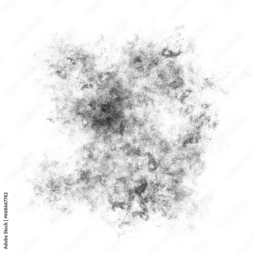 Black color powder explosion isolated on transparent background ...