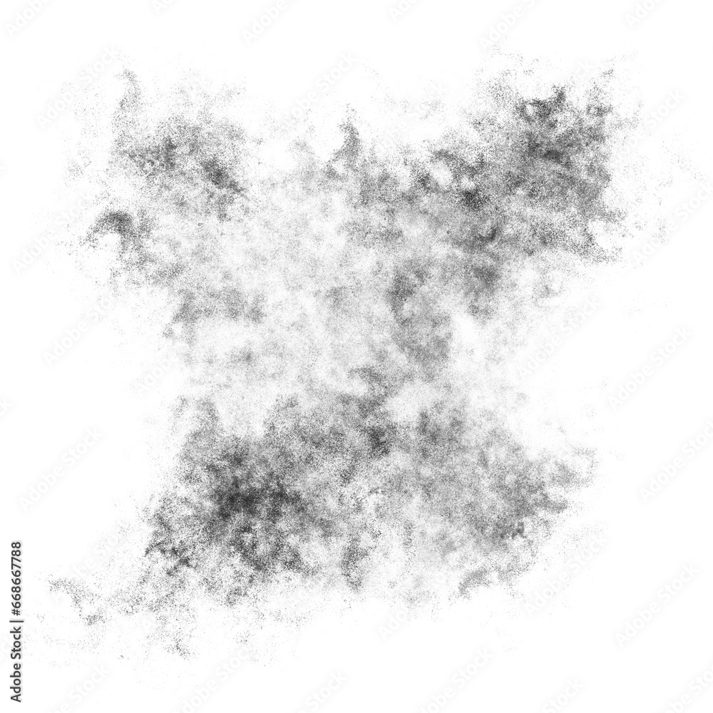 Black color powder explosion isolated on transparent background ...