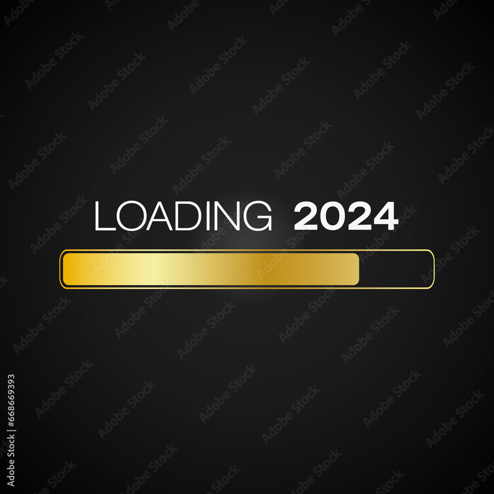Illustration of a loading bar in gold with the message loading 2024 ...
