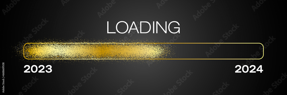 Illustration of a loading bar in gold with the message loading 2024 ...